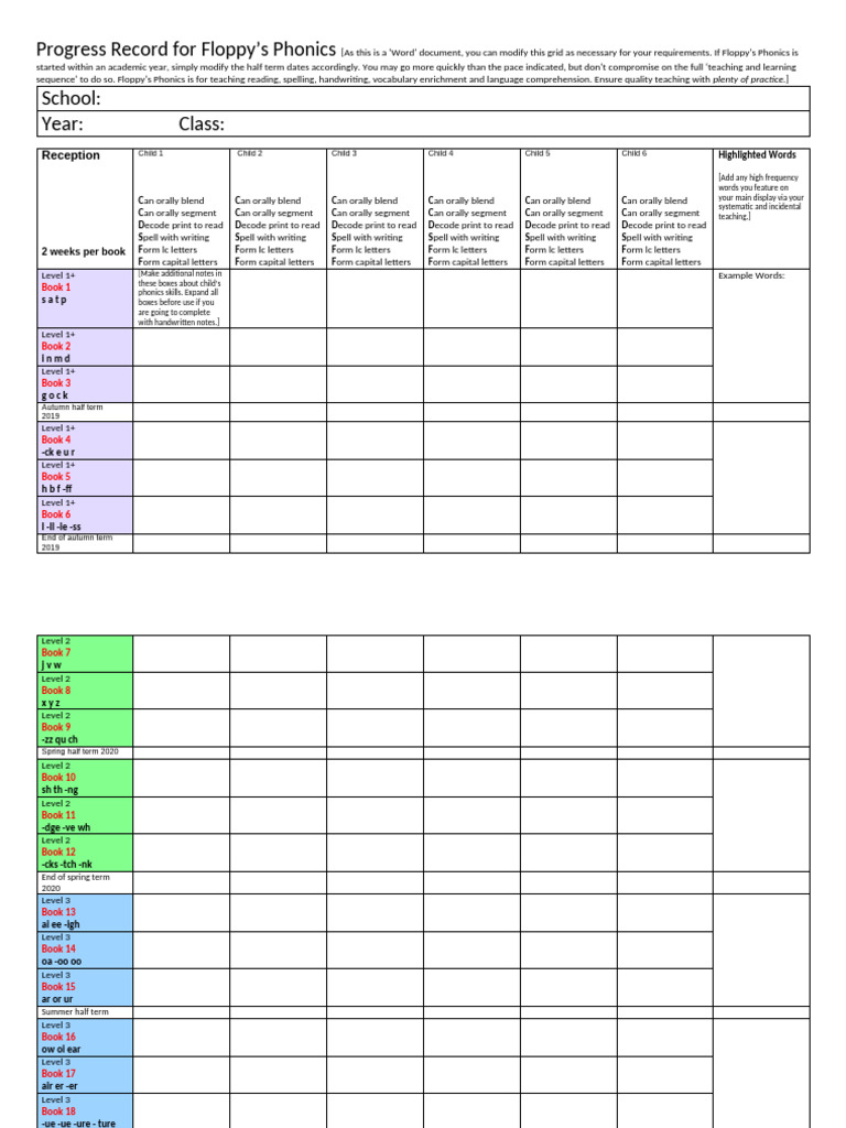 Debbie Progress Record For Floppy | PDF | Phonics | Education Theory