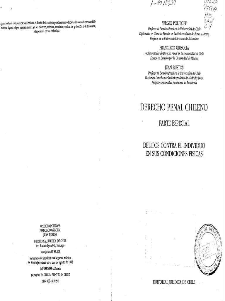 Politoff Grisol A Bustos Derecho Penal Parte Especial Delitos Contra La ...