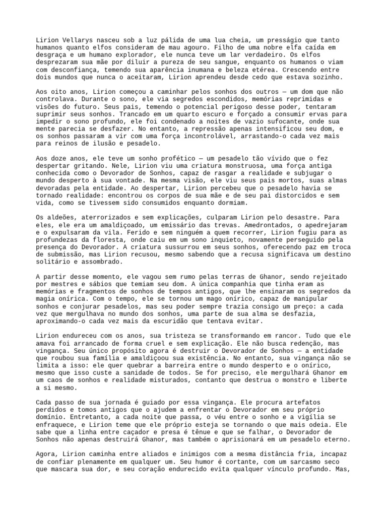 Historia Rpg | PDF | Sonho | Elfos