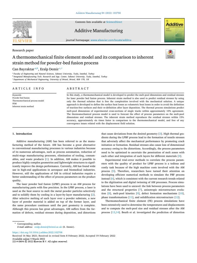 Thermomechanical Model for LPBF Process | PDF | Heat Transfer | Stress (Mechanics)
