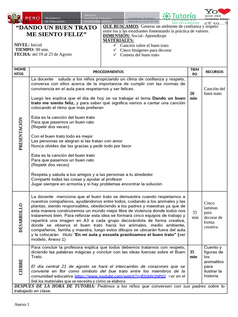 Sesion de Buen Trato Inicial-19 | PDF | Maestros | Salón de clases
