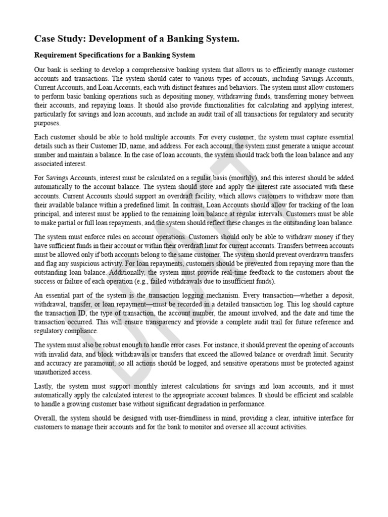 Case Study - Banking System | PDF | Transaction Account | Banks