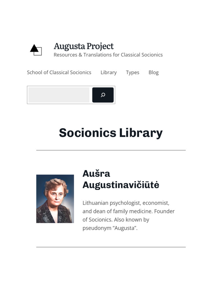 Socionics Library - Augusta Project | PDF | Psychological Theories ...