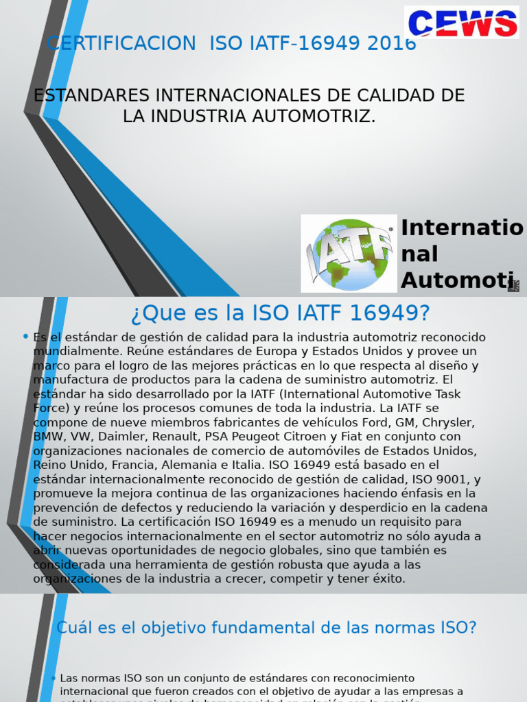IATF 16949 Presentación | PDF | Organización internacional para la ...