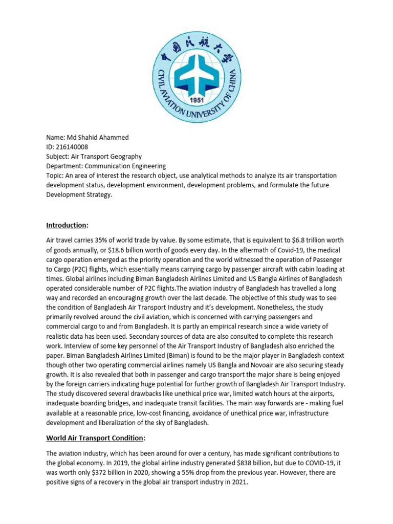 Analyze Air Transportation Development Status | PDF | Airport | Airlines