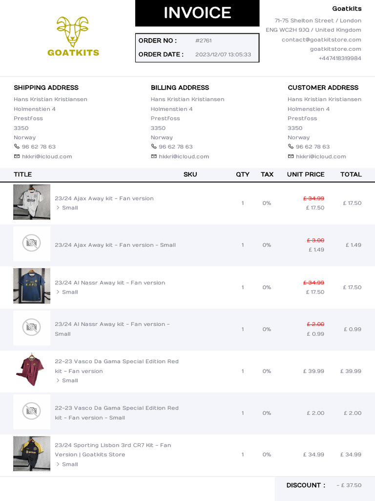 invoices (4) | PDF | Association Football Teams | Association Football