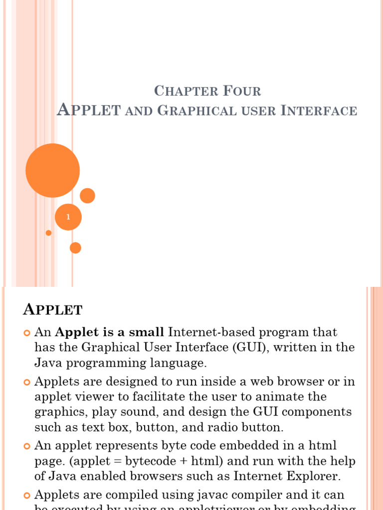 AOOP-Chapter 7 - Java Applet | PDF | Java (Programming Language ...