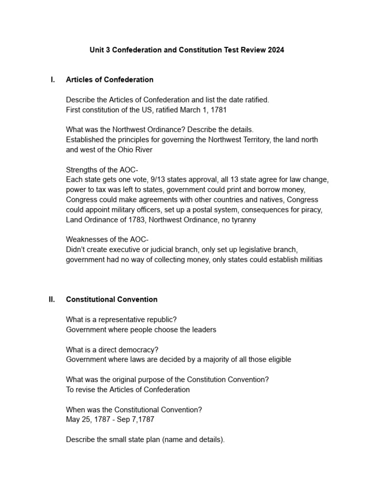 Constitution Test Review Guide | PDF | United States Bill Of Rights ...