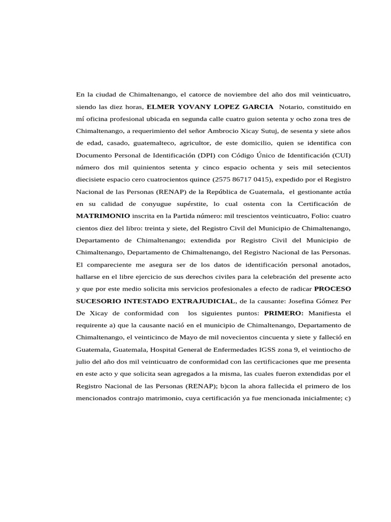 Intestado Josefina Gomez Per de Xicay | PDF | Guatemala