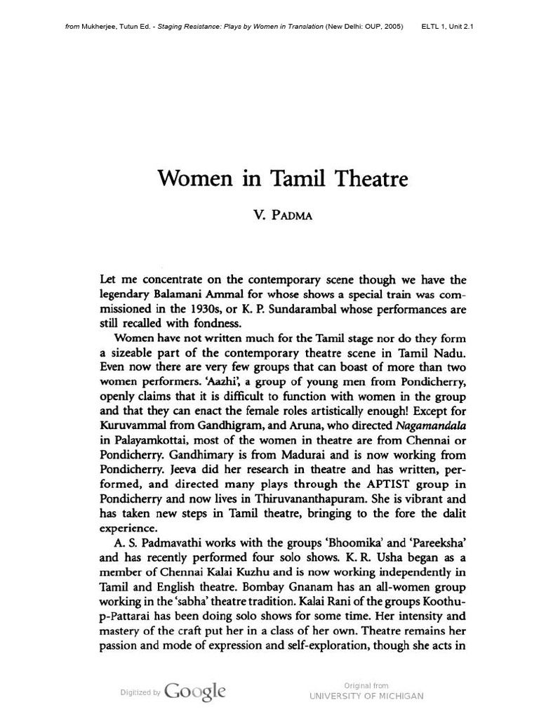 ELTL 1, Unit 2.1 - CS Lakshmi Ambai's 'Crossing The River,' From ...