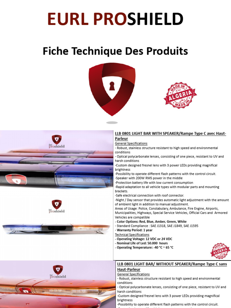 Fiche Technique EURL PROSHIELD GYROPHARES | PDF | Light Emitting Diode | Ambulance