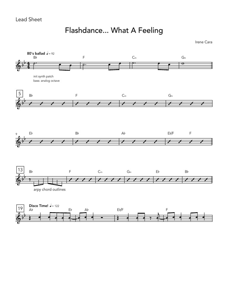 Flashdance - What A Feeling - Lead Sheet | PDF | Musical Techniques | Music Theory