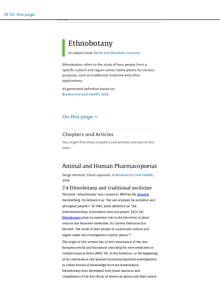 Ethnobotany - An Overview - ScienceDirect Topics | PDF | Traditional ...