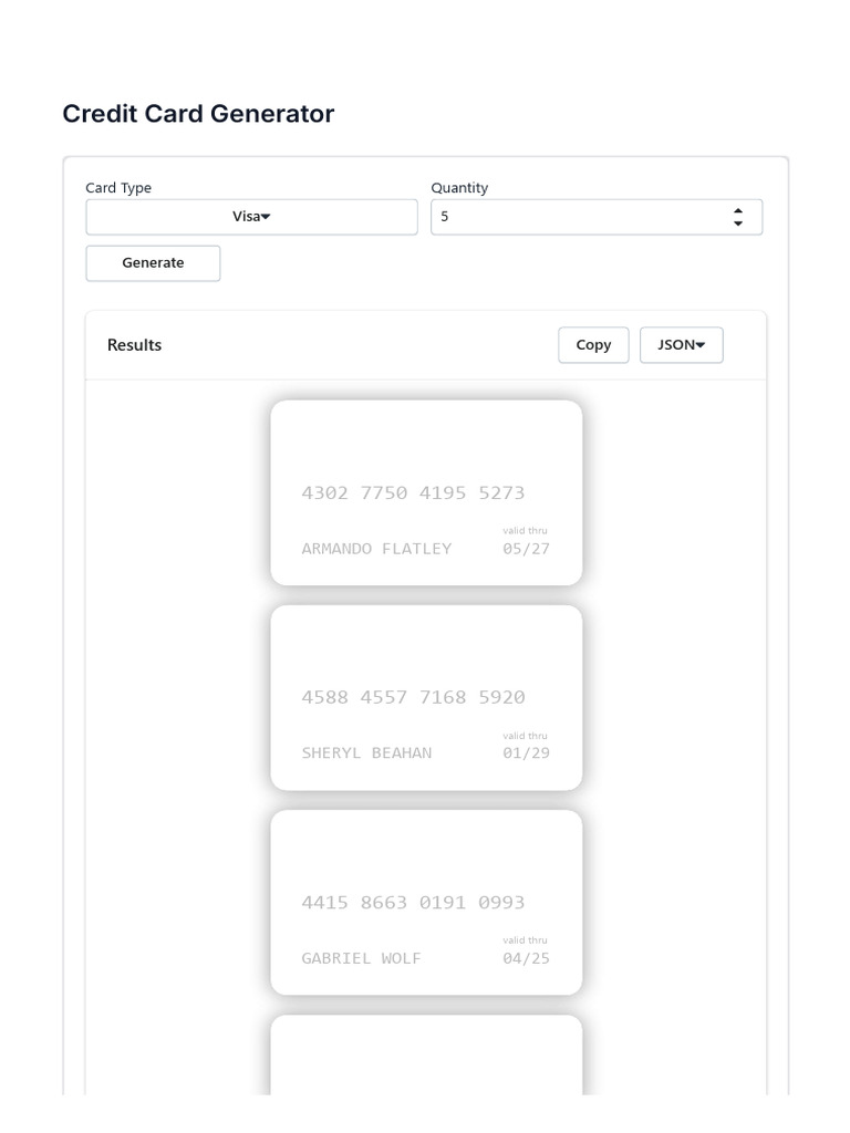 Random Credit Card Number Generator | PDF | Credit Card | Computing