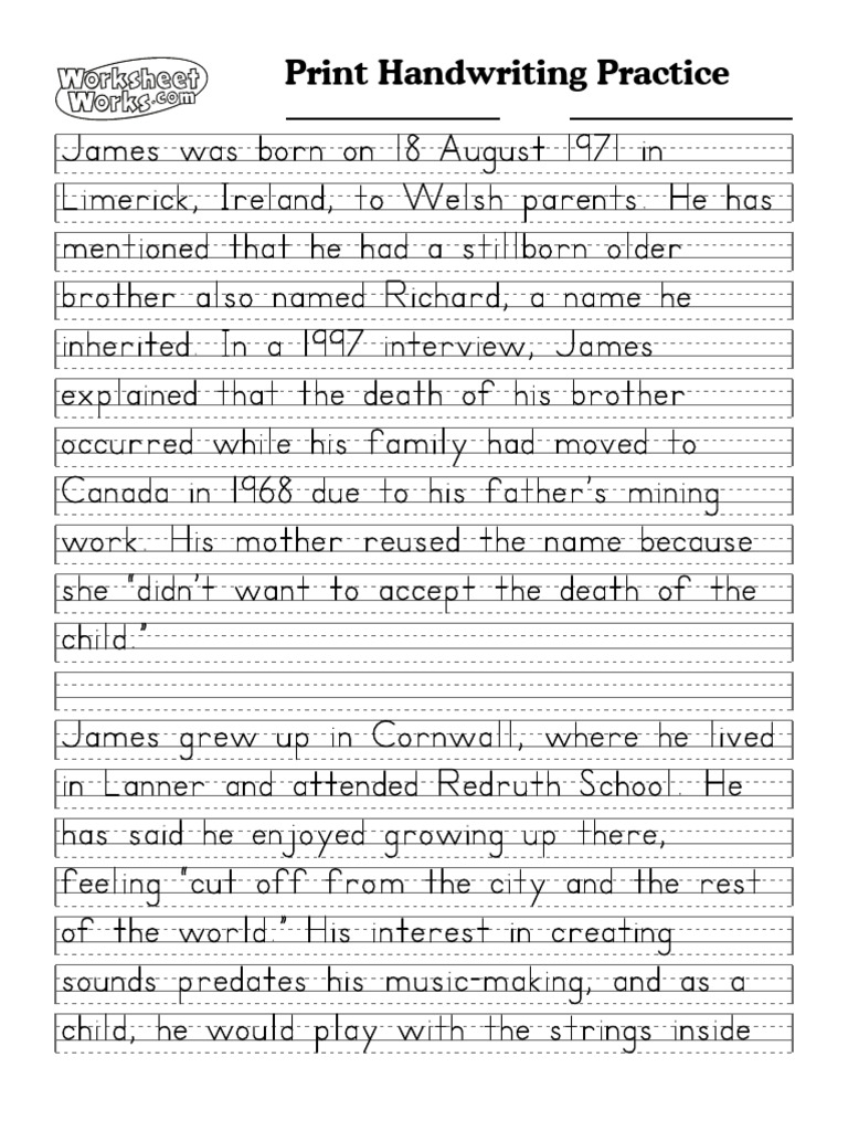 WorksheetWorks Print Handwriting Practice 2 | PDF