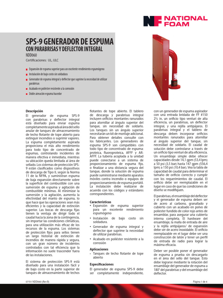NDD060ESP SPS 9 Foam Maker With Windshield Integral Deflector | PDF ...