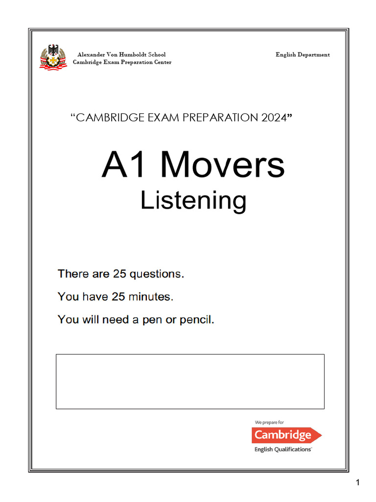 Movers Exam Test 3 | PDF