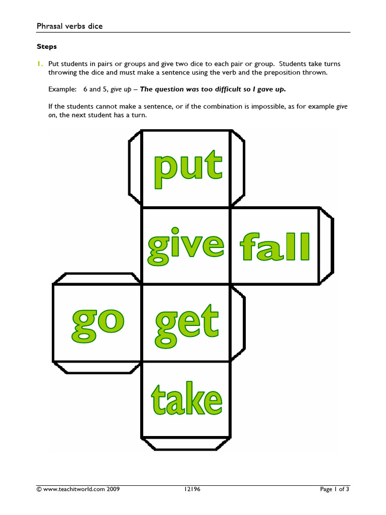 phrasal verb dice | PDF | Semantic Units | Language Mechanics