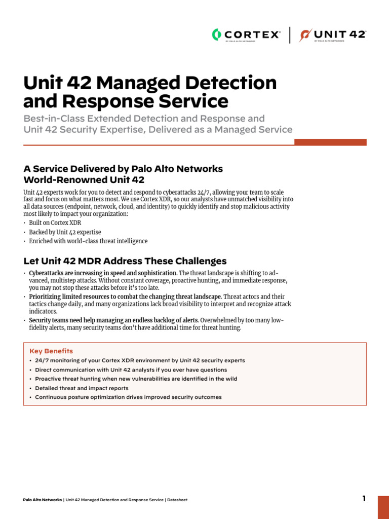 Unit42 Managed Detection and Response | PDF | Security | Computer Security