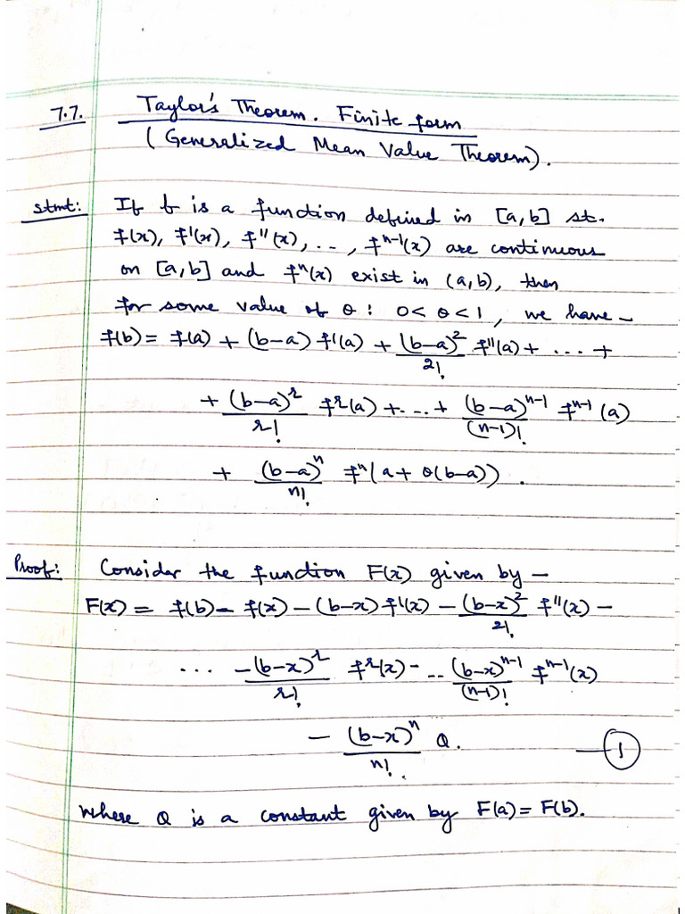 Taylor's Theorem proof | PDF Taylor's Theorem proof | PDF