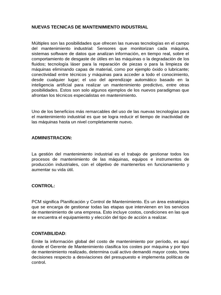 Innovación en Mantenimiento Industrial | PDF | Presupuesto | Business