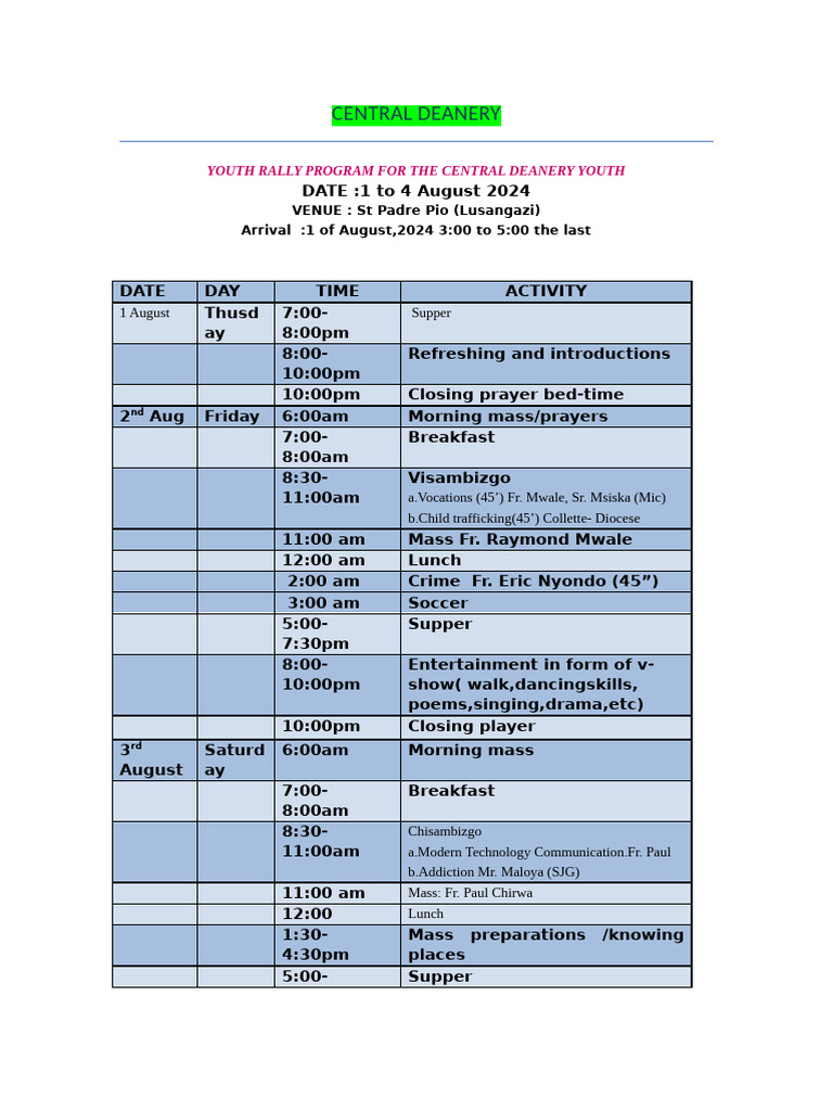 Youth Progra Pio 2 | PDF | Worship | Catholic Liturgy