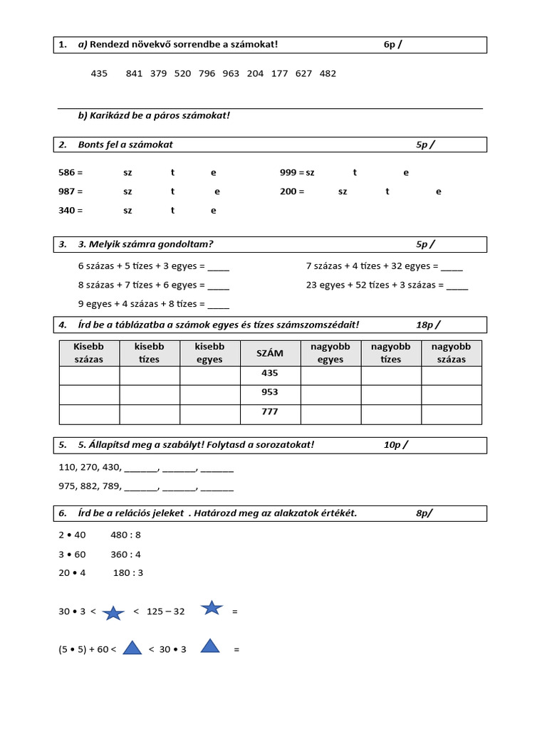 Nórika Matek Feladatlap Apa | PDF