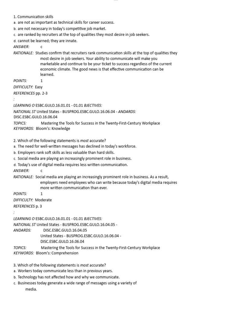 Chapter 001 Communicating in The Digital Age Workplace | PDF | Nonverbal Communication ...