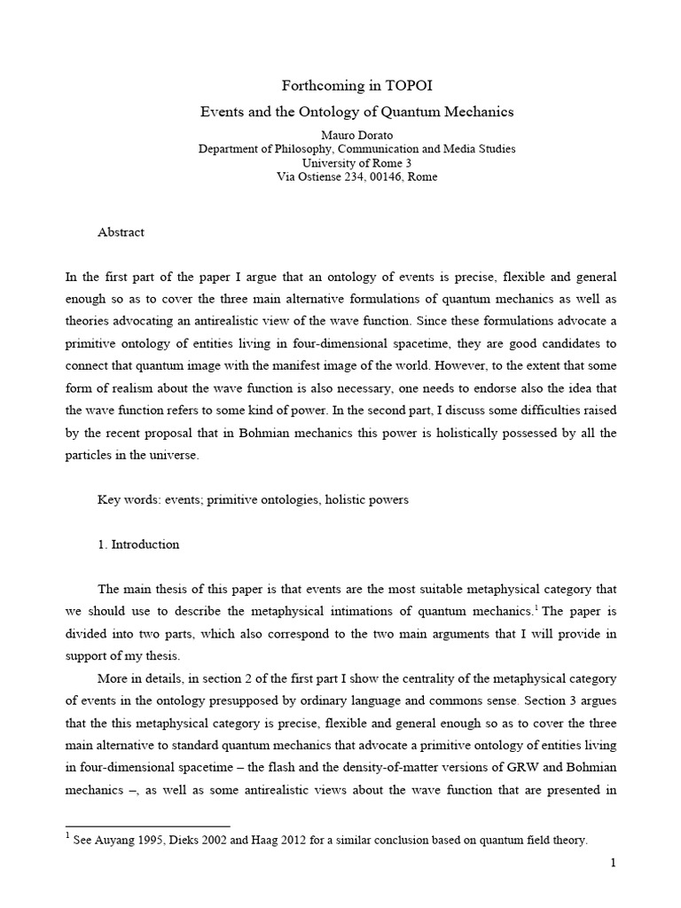 Ontology of Quantum Mechanics | PDF | Wave Function | Ontology