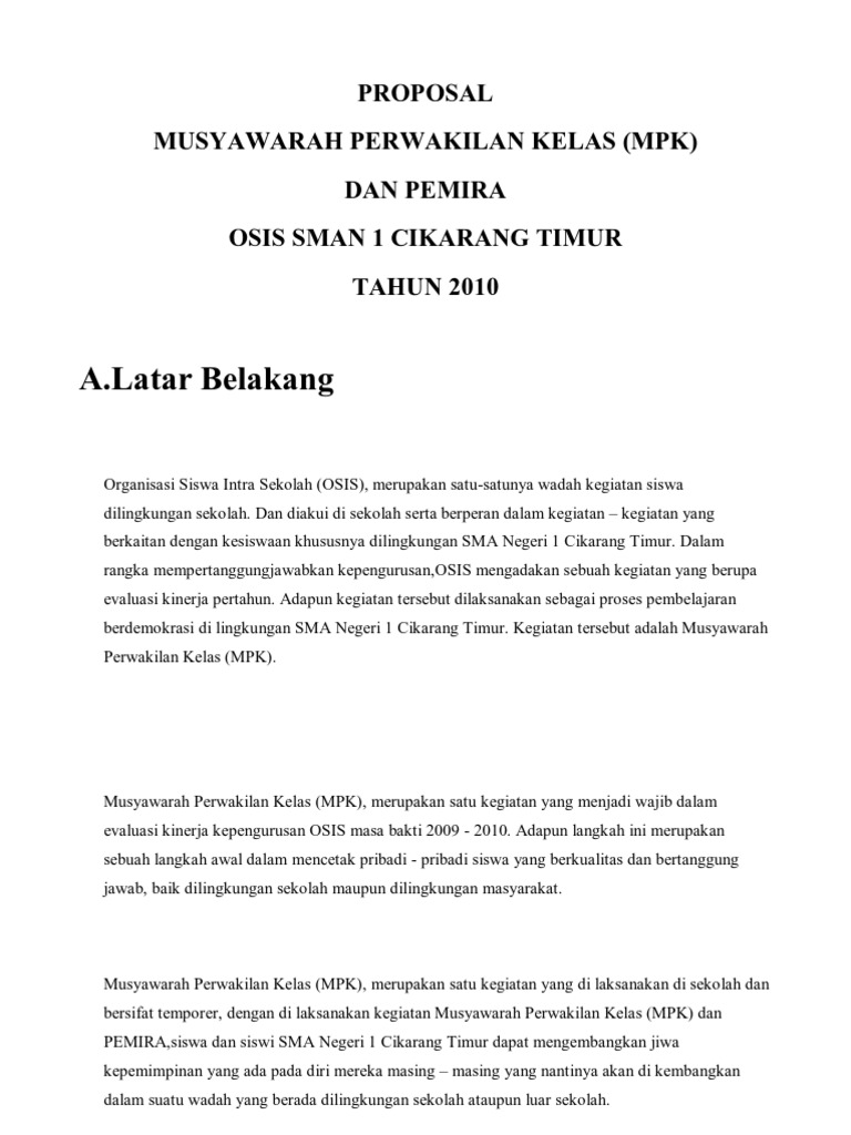 Contoh Proposal OSIS SMP | PDF