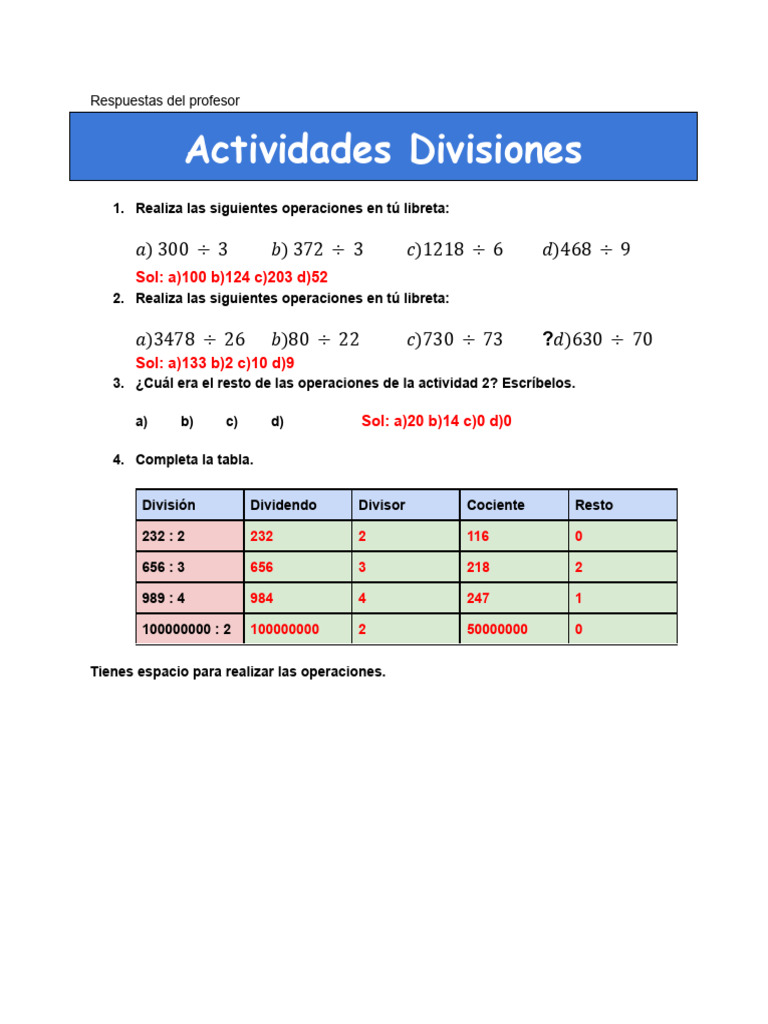 Actividades de Divisiones y Empaque | PDF