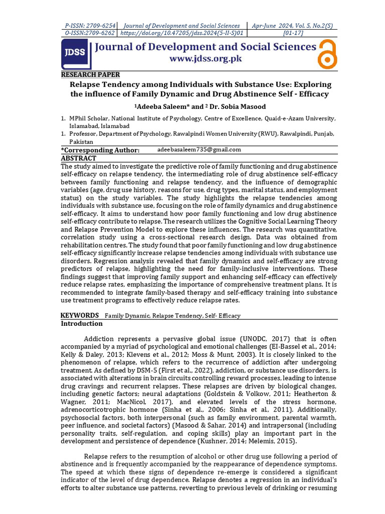 Relapse Tendency Among Individuals With Substance Use: Exploring The ...