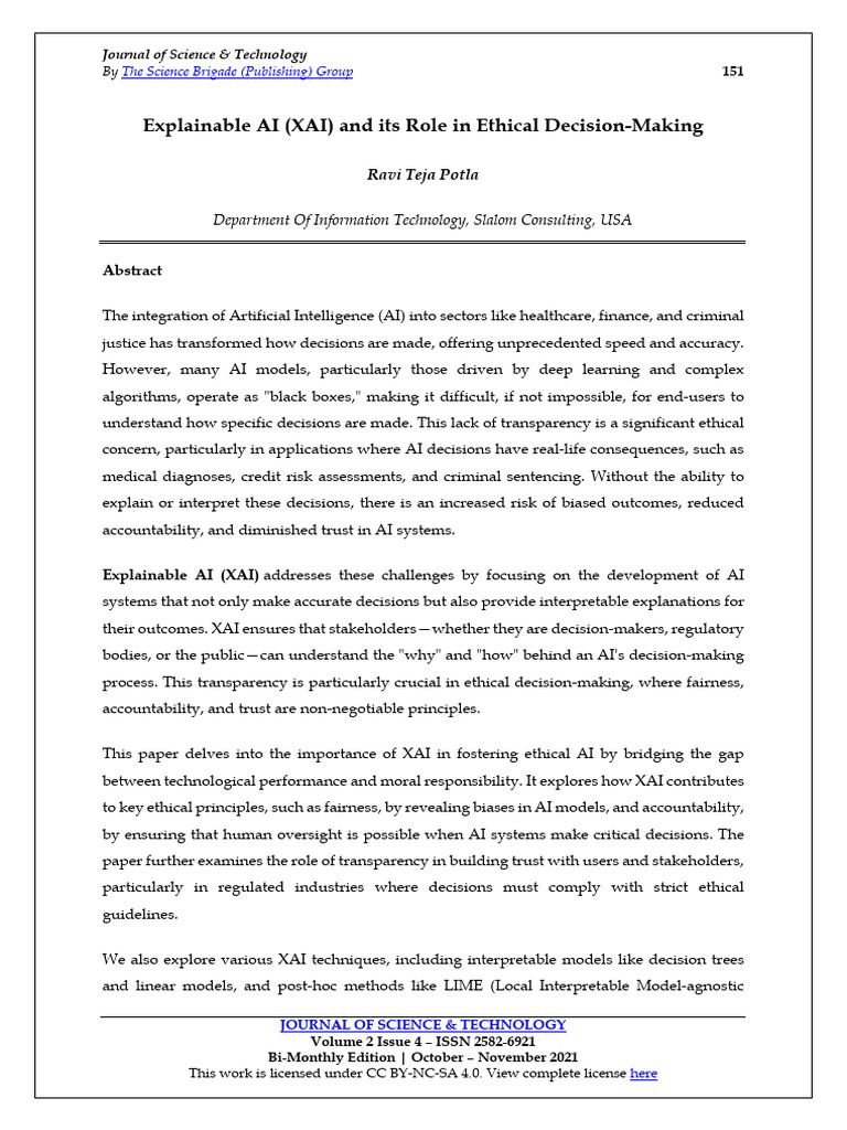 Explainable AI in Ethical Decisions | PDF | Artificial Intelligence ...