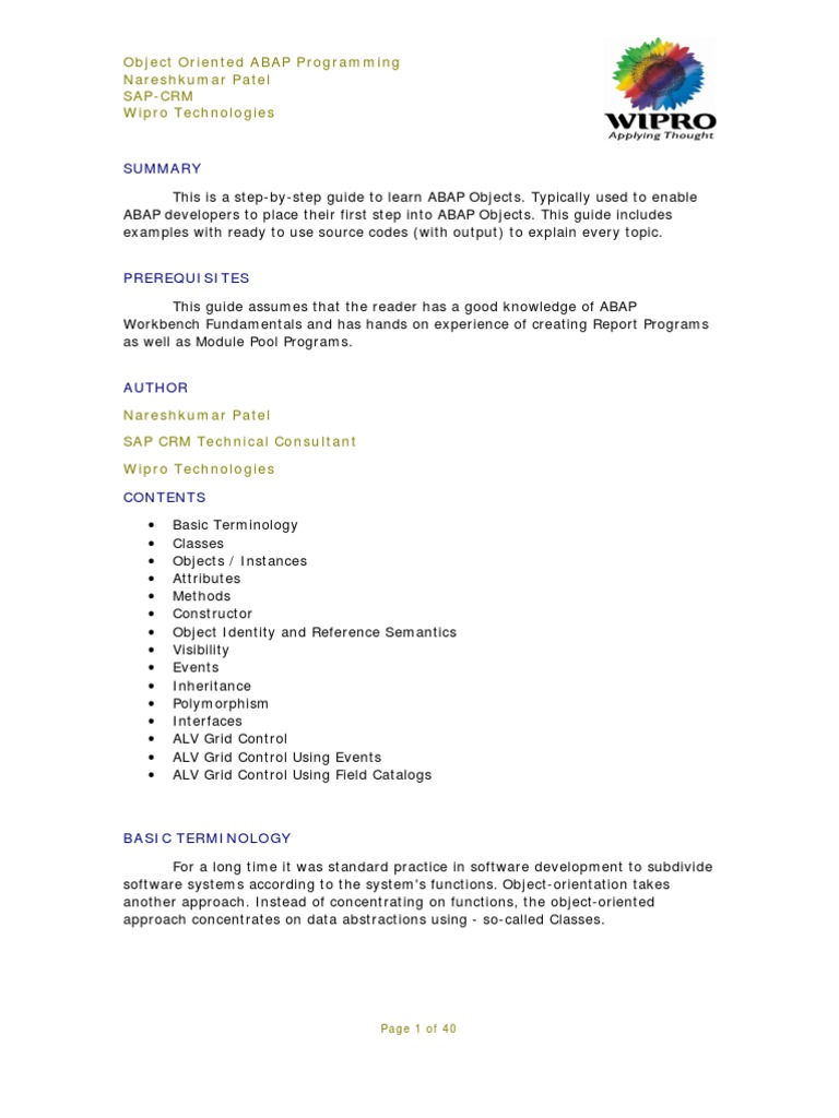 Object Oriented ABAP Guide | PDF | Class (Computer Programming) | Inheritance (Object Oriented ...