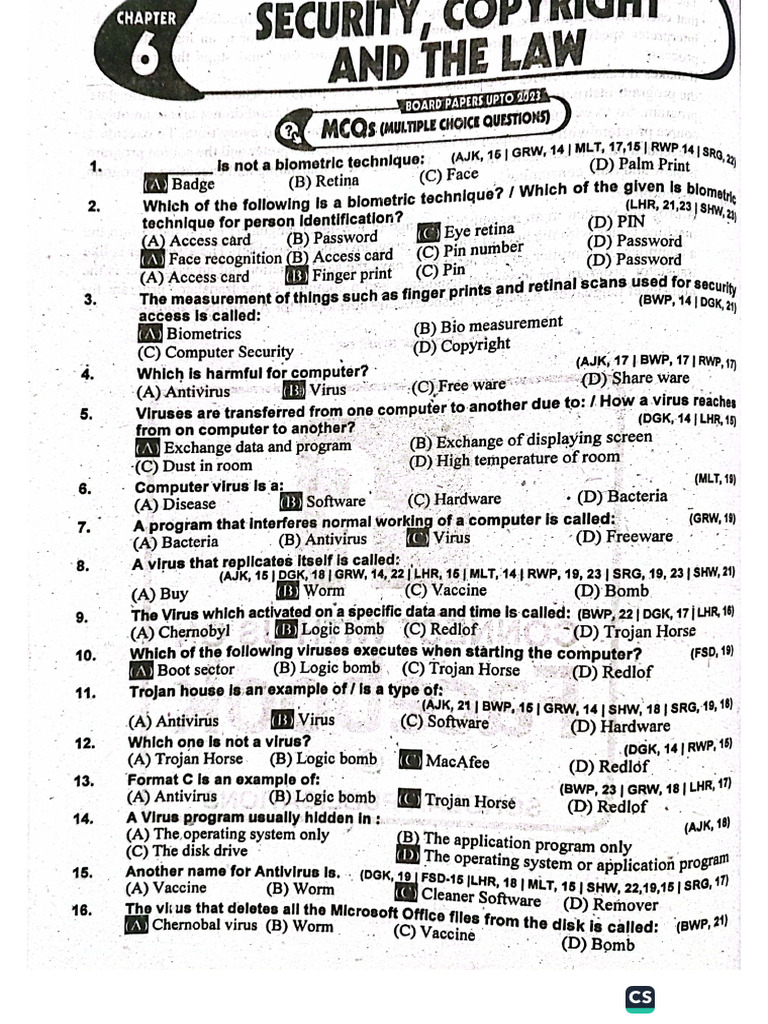 Chapter 6 MCQ Board important | PDF