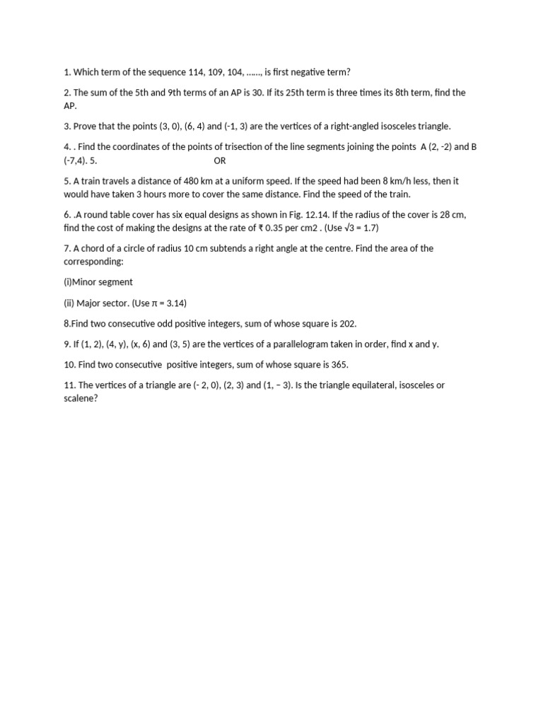 Math Problems: Sequences, Geometry, APs | PDF