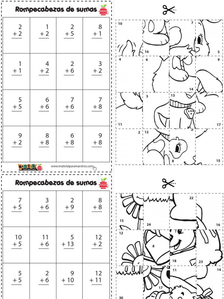 Rompecabezas de Sumas para Niños | PDF