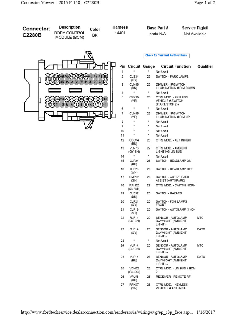 Ford BCM pinout C2280B | PDF | Car | Manufactured Goods