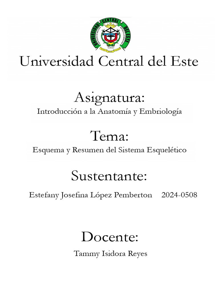 Esquema y Resumen Del Sistema Esquelético | PDF