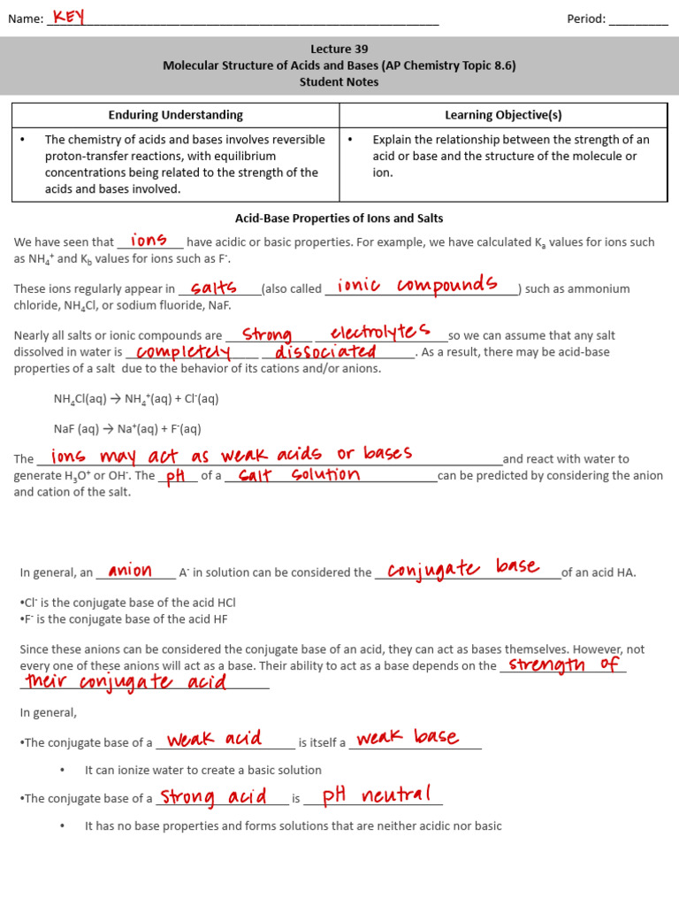 AP Chem: Acids & Bases Structure | PDF | Salt (Chemistry) | Acid