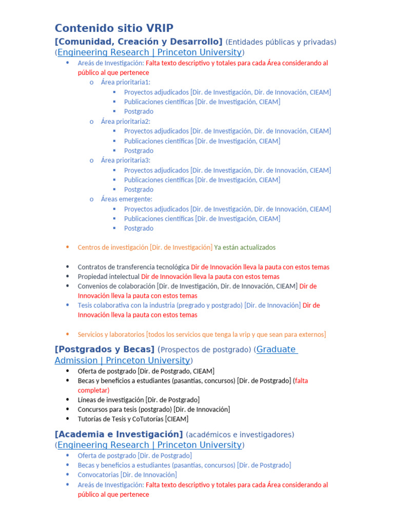 Contenido sitio VRIP V5 | PDF