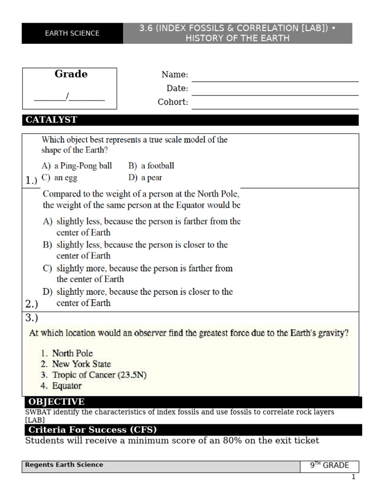 3.6 - Index Fossils & Correlation | PDF | Geology | Geologic Time Scale