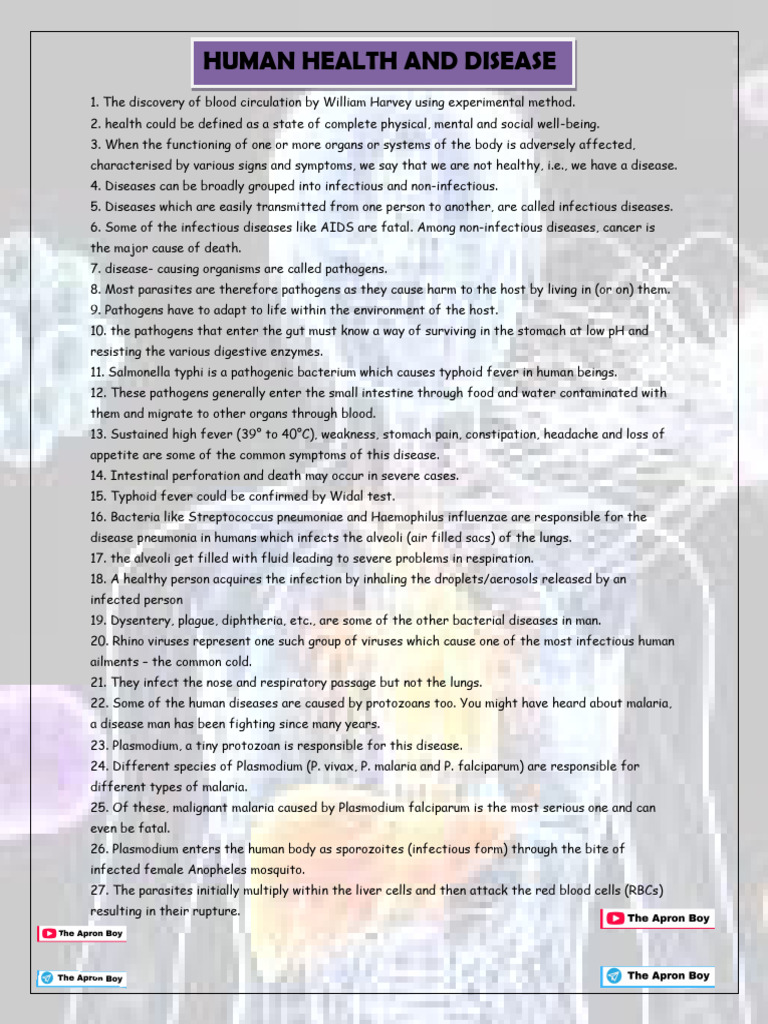 Human Health and Disease Overview | PDF | Immune System | Lymphocyte