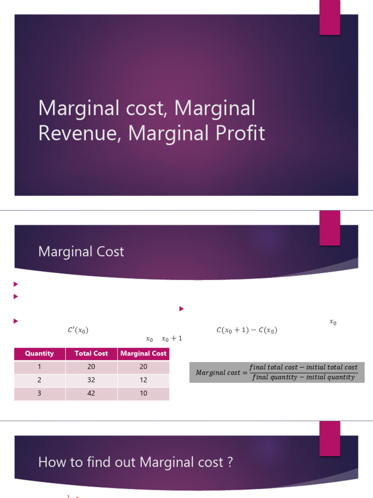 Marginal cost, Marginal Revenue, Marginal Profit | PDF | Profit ...