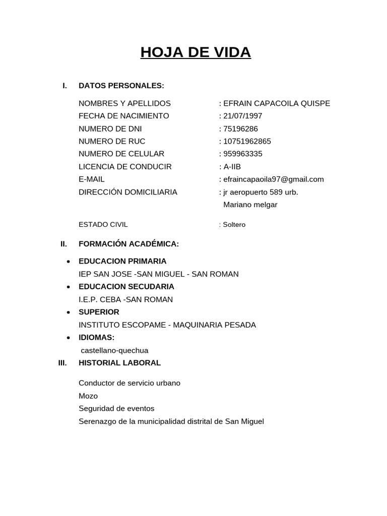 Computrabajo CV EFRAIN | PDF