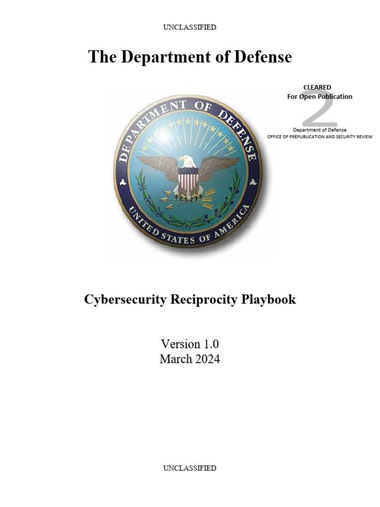 (U) 2024-01-02 DoD Cybersecurity Reciprocity Playbook | PDF | Computer ...