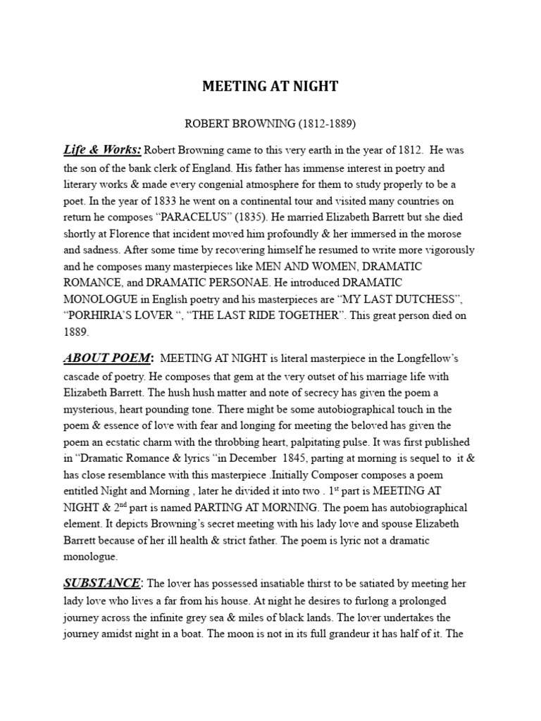 null-MEETING AT NIGHT | PDF | Robert Browning | Poetry