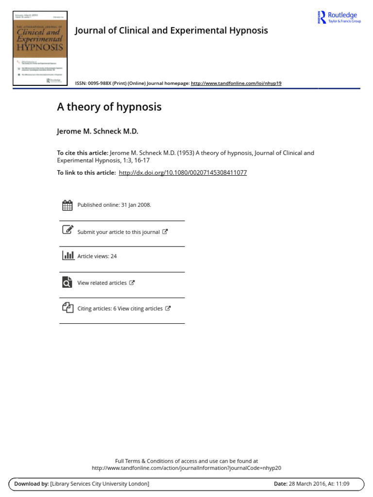 [International Journal of Clinical and Experimental Hypnosis 1953-Jul ...