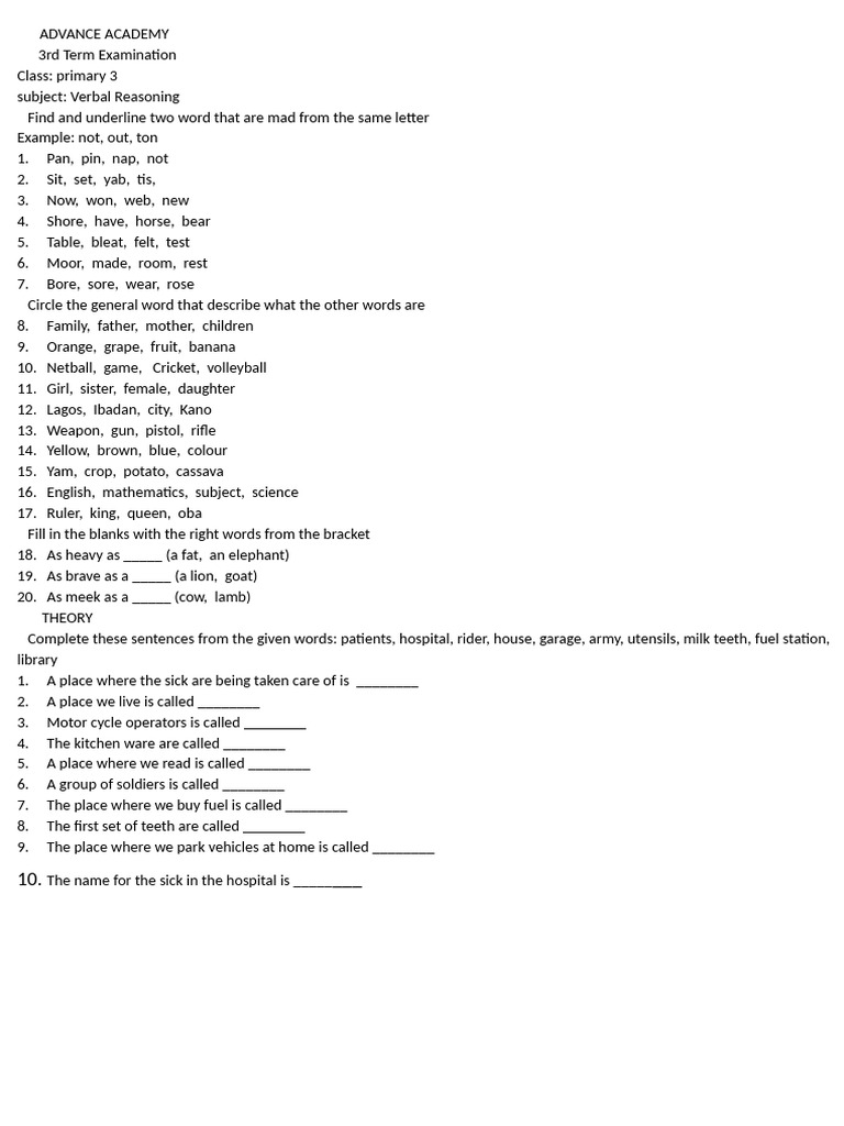 verbal basic 3 | PDF