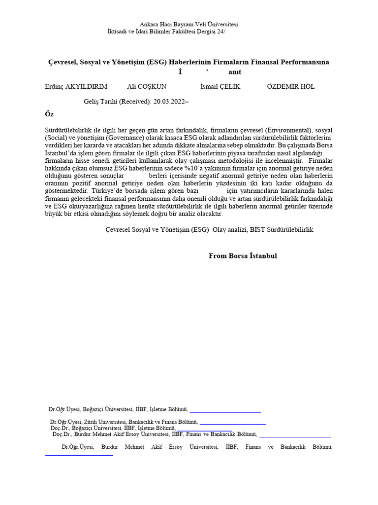 Esg Finansal Performans | PDF
